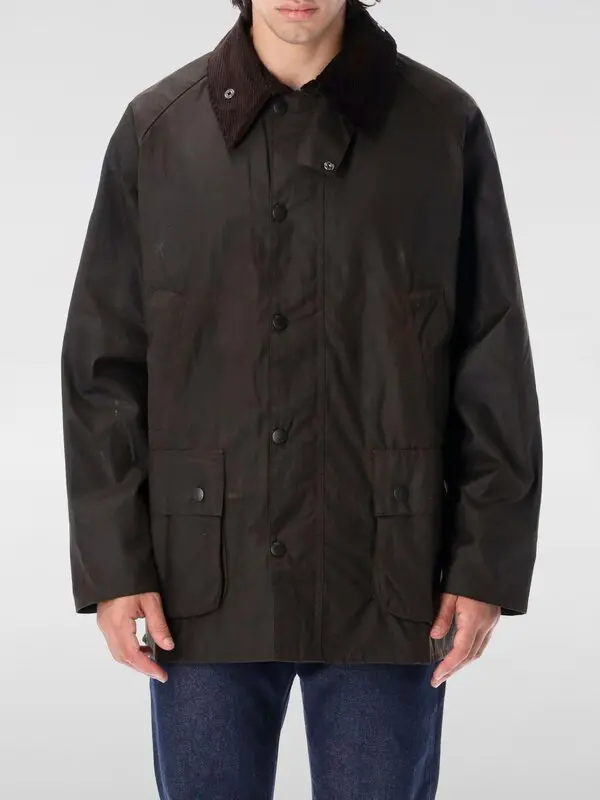 Barbour Bedale Waxed Cotton Jacket With Corduroy Collar - Green