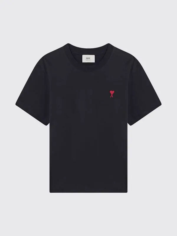 AMI Paris Organic Cotton T-shirt With Logo - Blue