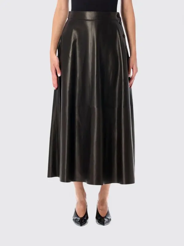 Ralph Lauren Button Detailed Leather Skirt
