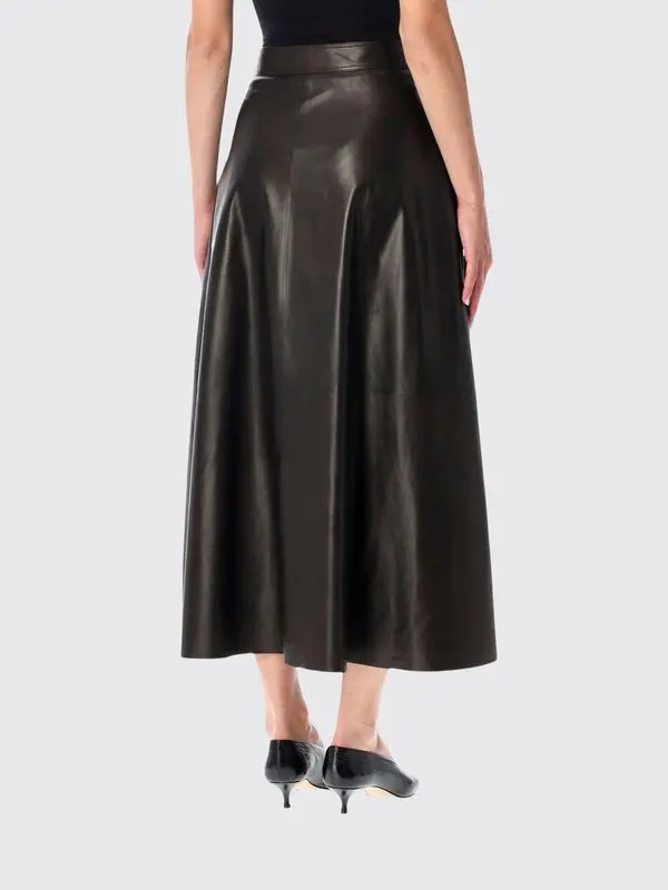 Ralph Lauren Button Detailed Leather Skirt