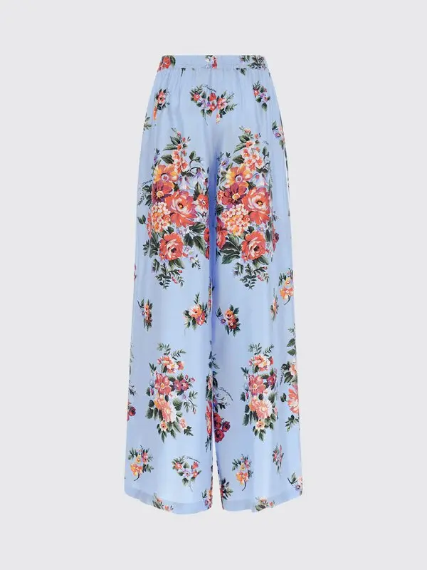 Dolce & Gabbana Floral Print Silk Palazzo Trousers