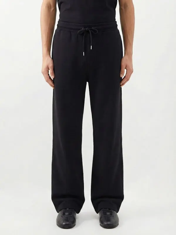 AMI Paris Straight-leg Cotton Jogging Pants With Embroidered Logo - Black