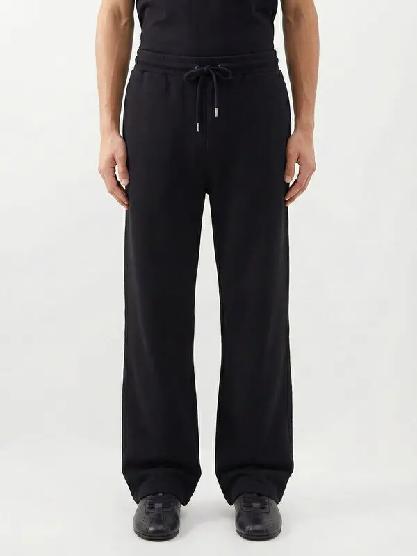AMI Paris Straight-leg Cotton Jogging Pants With Embroidered Logo - Black