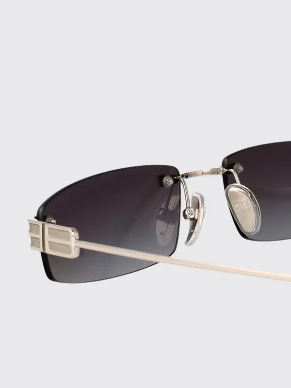 Balenciaga Rectangular Aviator Metal Sunglasses With Monogram Logo