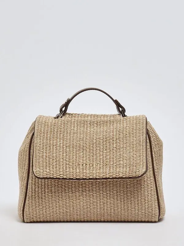 Orciani Sveva Small Raffia Handbag With Removable Shoulder Strap