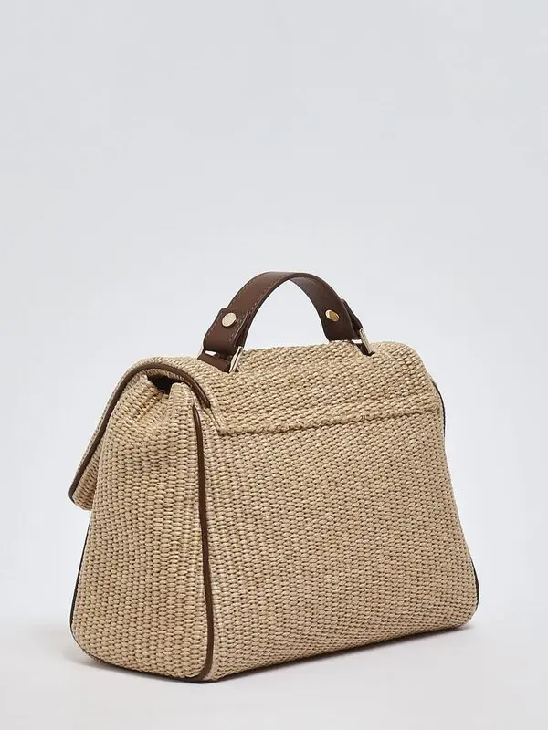 Orciani Sveva Small Raffia Handbag With Removable Shoulder Strap