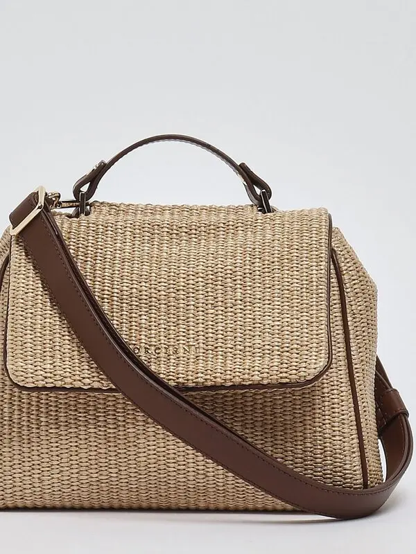 Orciani Sveva Small Raffia Handbag With Removable Shoulder Strap