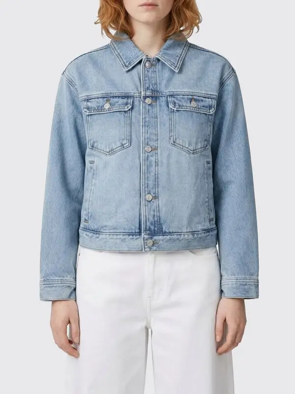 DUNST Bleached Denim Jacket With Classic Collar