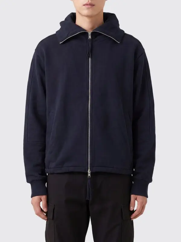 THOM KROM Zipped Cotton Sweatshirt With Sailor Collar