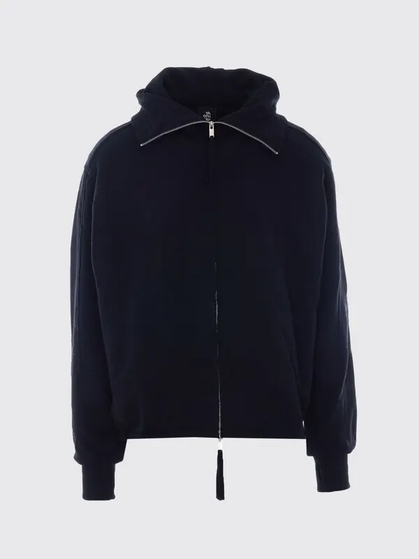 THOM KROM Zipped Cotton Sweatshirt With Sailor Collar