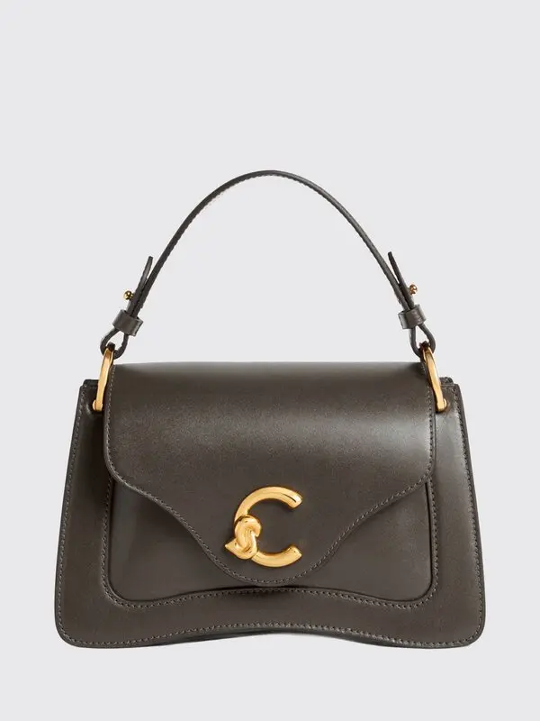 COCCINELLE Small Cowhide Leather Handbag With Removable Shoulder Strap - Grey