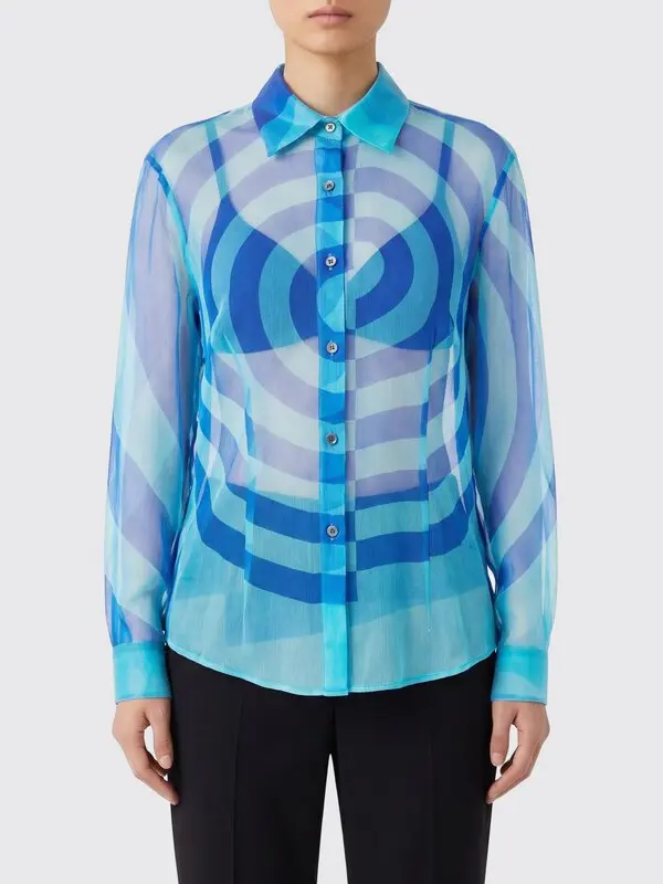 Dries Van Noten Optical Print Silk Shirt