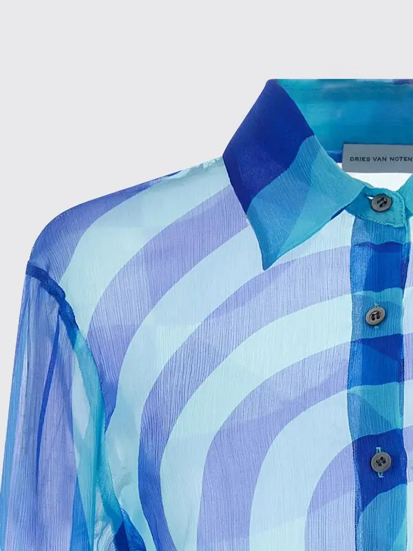 Dries Van Noten Optical Print Silk Shirt