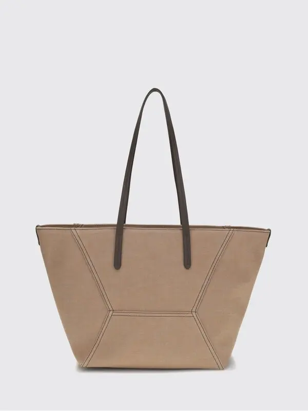 Brunello Cucinelli Cotton Tote Bag With Double Leather Handles