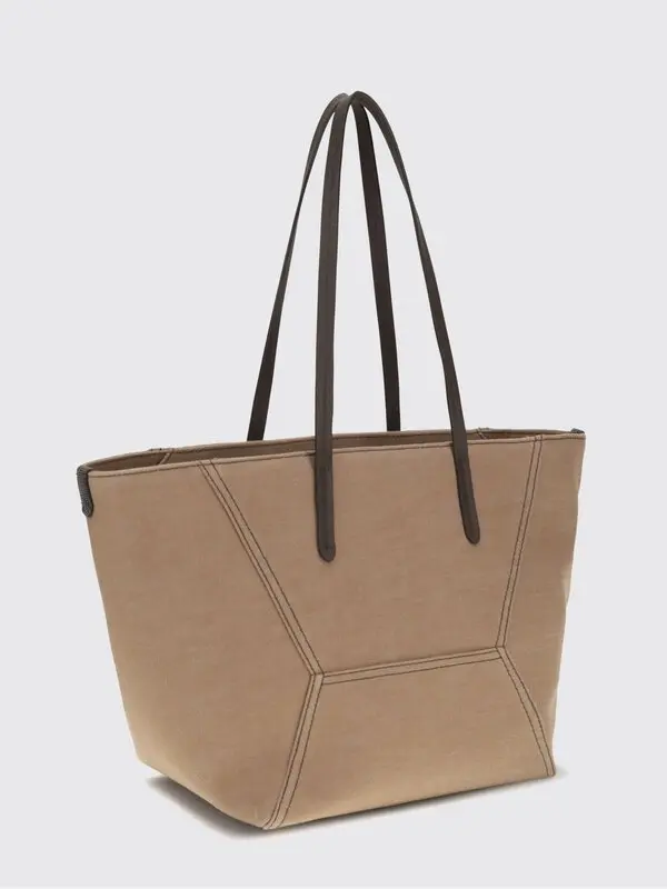 Brunello Cucinelli Cotton Tote Bag With Double Leather Handles