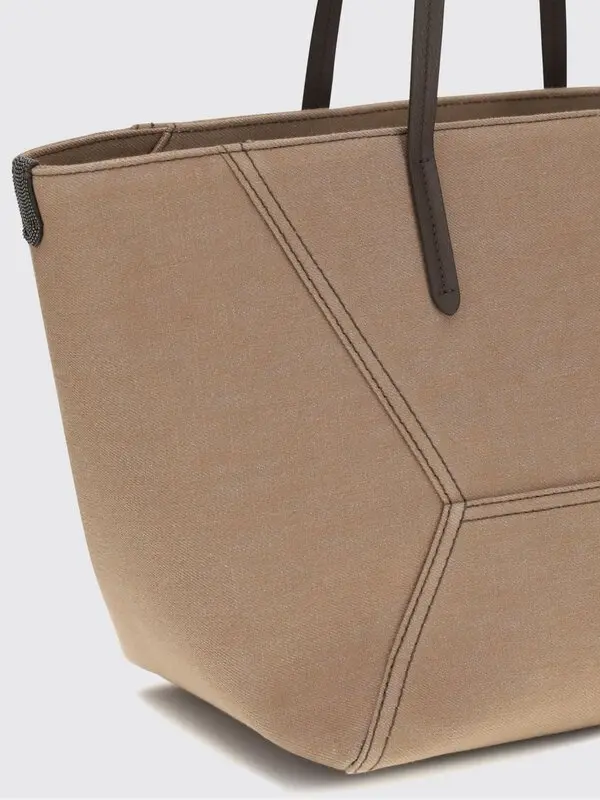 Brunello Cucinelli Cotton Tote Bag With Double Leather Handles