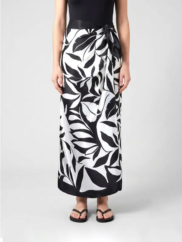 Max Mara Long Silk Pareo Skirt With Floral Print