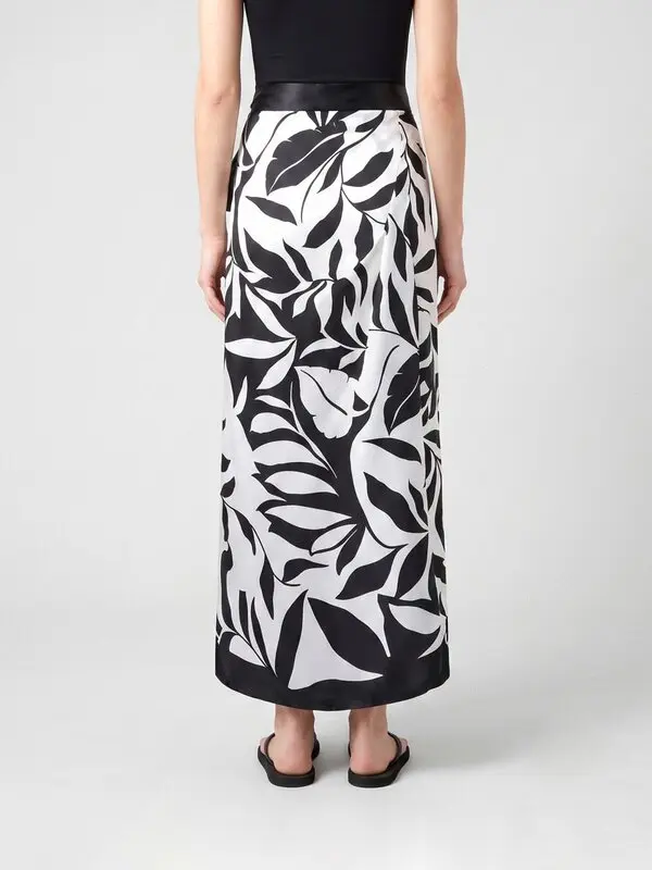 Max Mara Long Silk Pareo Skirt With Floral Print