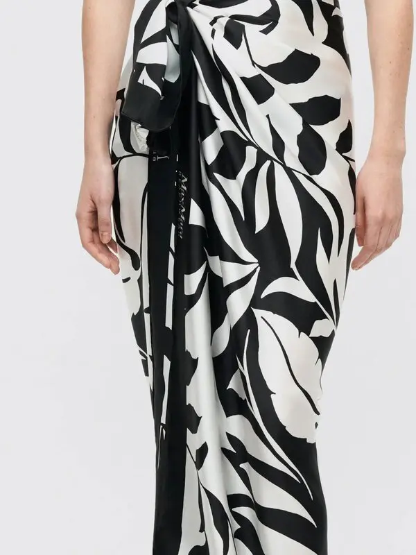 Max Mara Long Silk Pareo Skirt With Floral Print