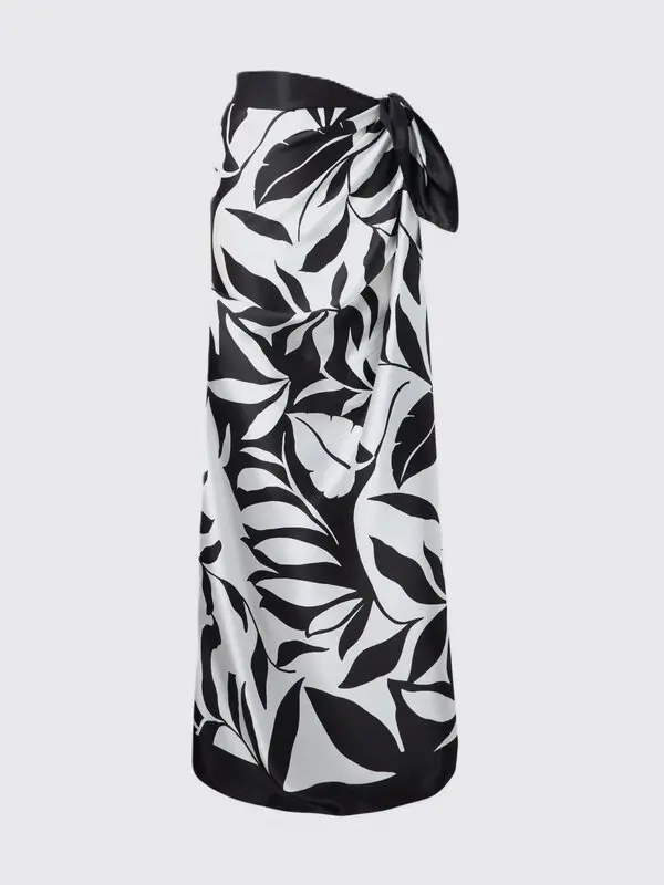 Max Mara Long Silk Pareo Skirt With Floral Print