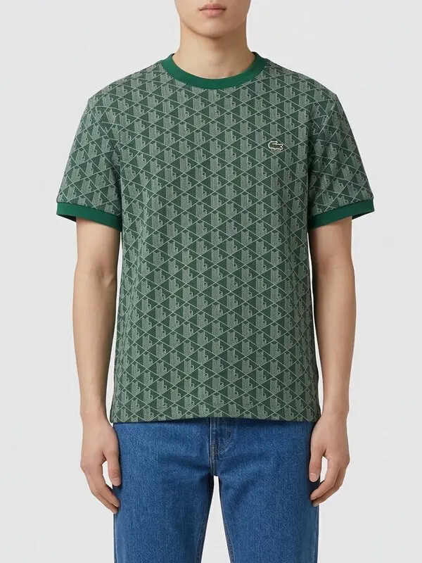 Lacoste Crew Neck T-shirt In Printed Cotton Blend