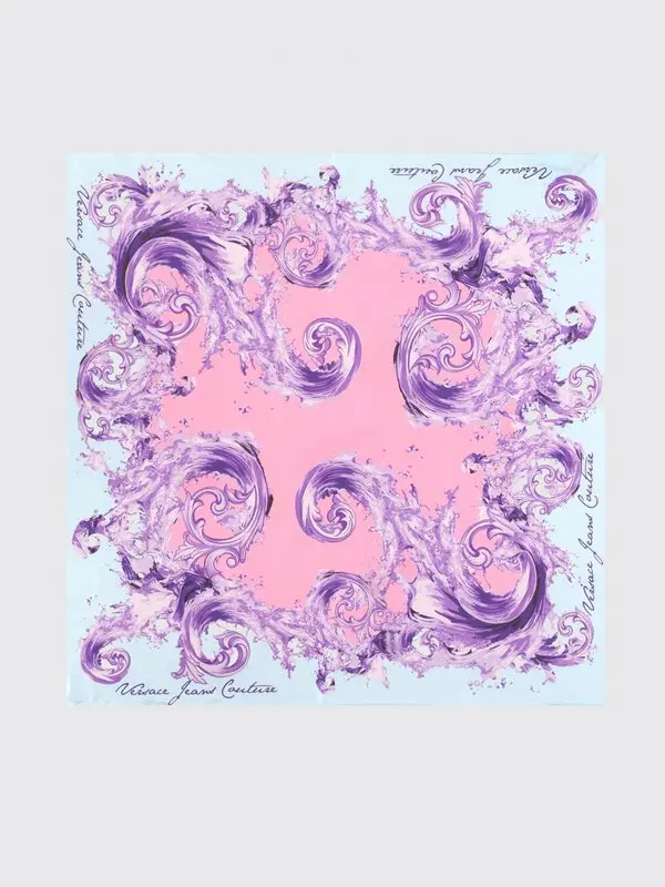 Versace Baroque Print Silk Foulard - Violet