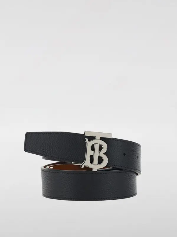 Burberry Leather Belt With Monogram Buckle