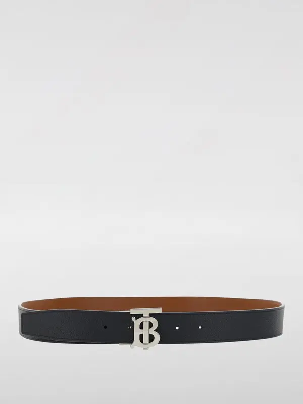 Burberry Leather Belt With Monogram Buckle