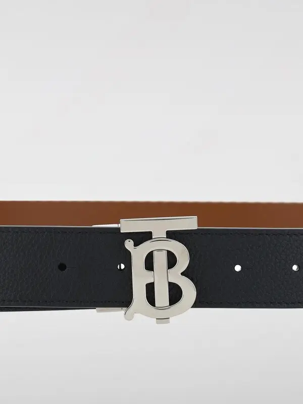 Burberry Leather Belt With Monogram Buckle