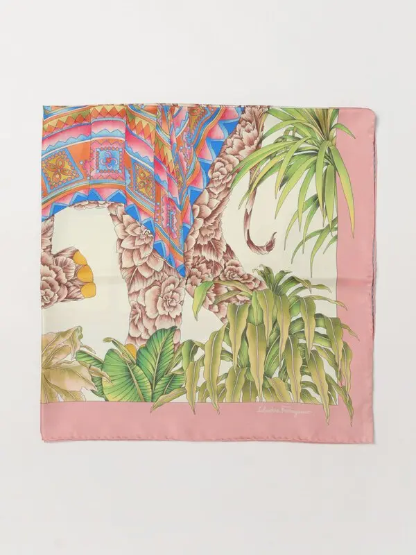 FERRAGAMO Double-sided Silk Scarf With India Print
