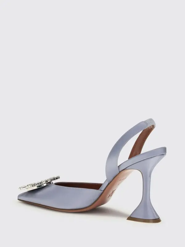 Amina Muaddi Begum Satin Slingbacks With Jewel Buckle