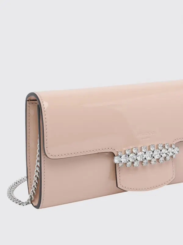 JIMMY CHOO Bing Patent Leather Wallet Bag With Rhinestone Embellishment