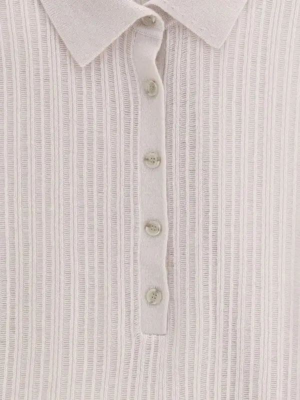 ALLUDE Slim Fit Cashmere Knit Polo Shirt