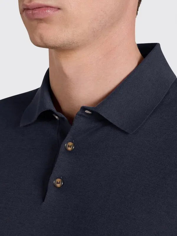 ZANONE Cotton And Silk Knit Polo Shirt - Blue
