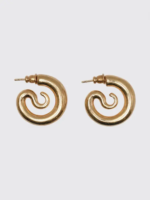 PANCONESI Serpent Contemporary Hoop Earrings In 18kt Gold-plated Metal - Brown