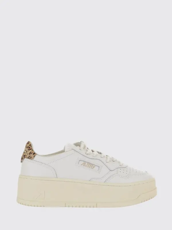 AUTRY Medalist Platform Low Sneakers In Leather And Animal Print Pony Skin - White