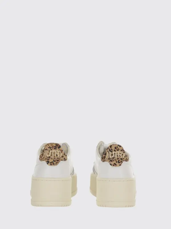 AUTRY Medalist Platform Low Top Sneakers In Leather And Animal Print Pony Skin - White