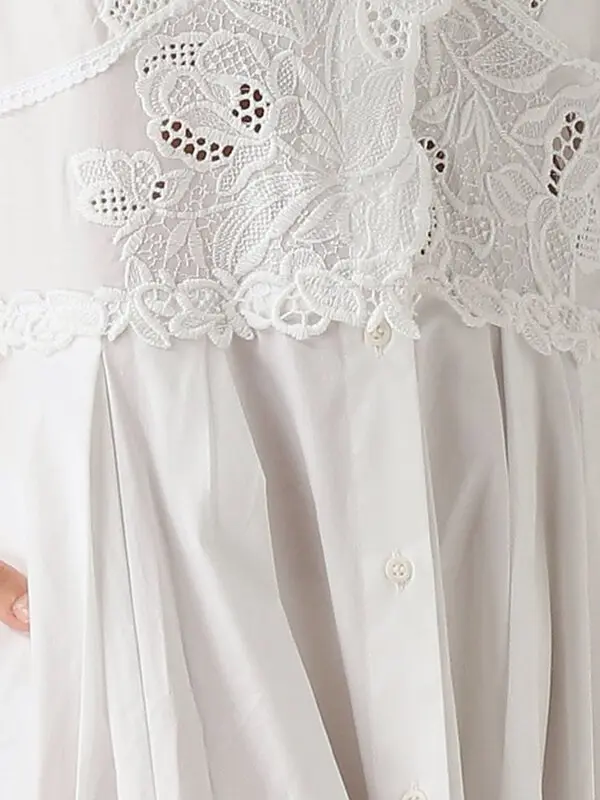 Ermanno Scervino A-line Cotton Long Dress With Macramé Lace Inserts