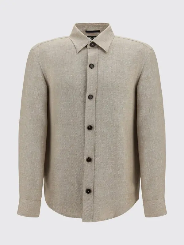 Zegna Shirt Jacket In Linen, Wool, Silk And Cashmere