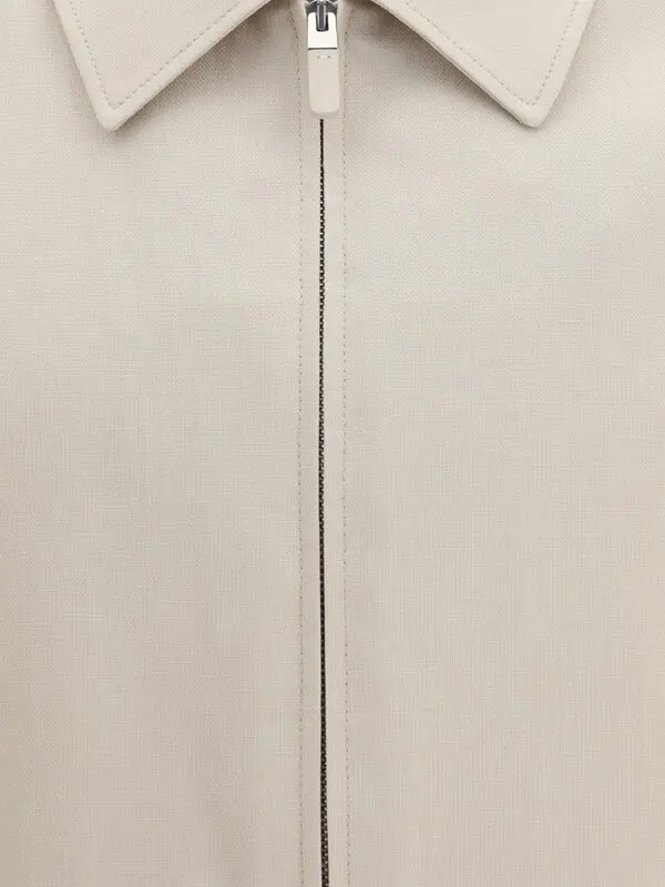 Zegna Short Shirt Jacket In Pure Linen With Zip Closure And Patch Pockets