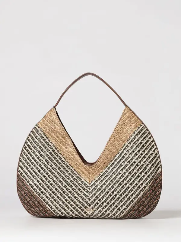 TWINSET Striped Raffia Hobo Bag