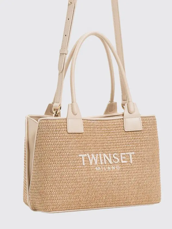 TWINSET Raffia Bag With Embroidered Logo