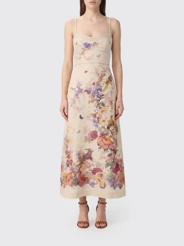 Zimmermann Alchemy Floral Print Linen Midi Dress