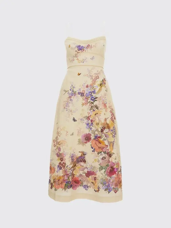 Zimmermann Alchemy Floral Print Linen Midi Dress