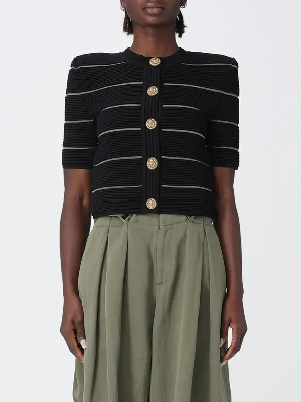 Balmain Striped Viscose Blend Cardigan