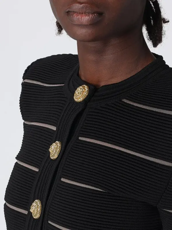 Balmain Striped Viscose Blend Cardigan