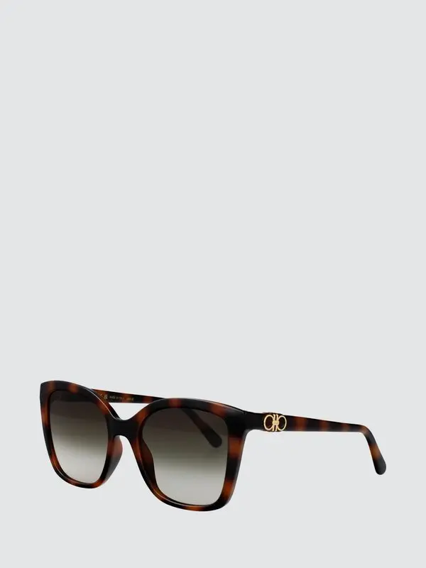 FERRAGAMO Cat Eye Acetate Sunglasses With Gancini Detail - Brown