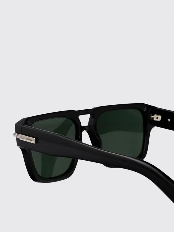 FERRAGAMO Rectangular Double Bridge Acetate Aviator Sunglasses