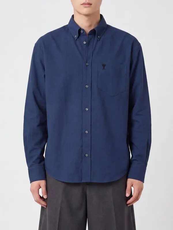 AMI Paris Cotton Shirt With Embroidered Monogram