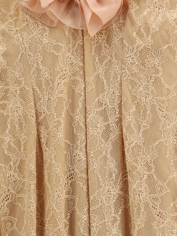 Alessandra Rich Lace Midi Dress With Ruffles